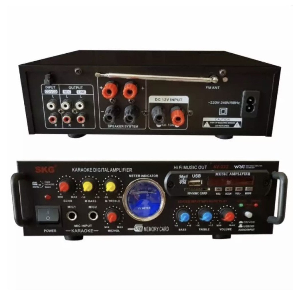 SKG เครื่องแอมป์ขยายเสียง บลูทู ธ / USB / SDCARD/FM 2,000 W รุ่น AV-222 | Shopee Thailand