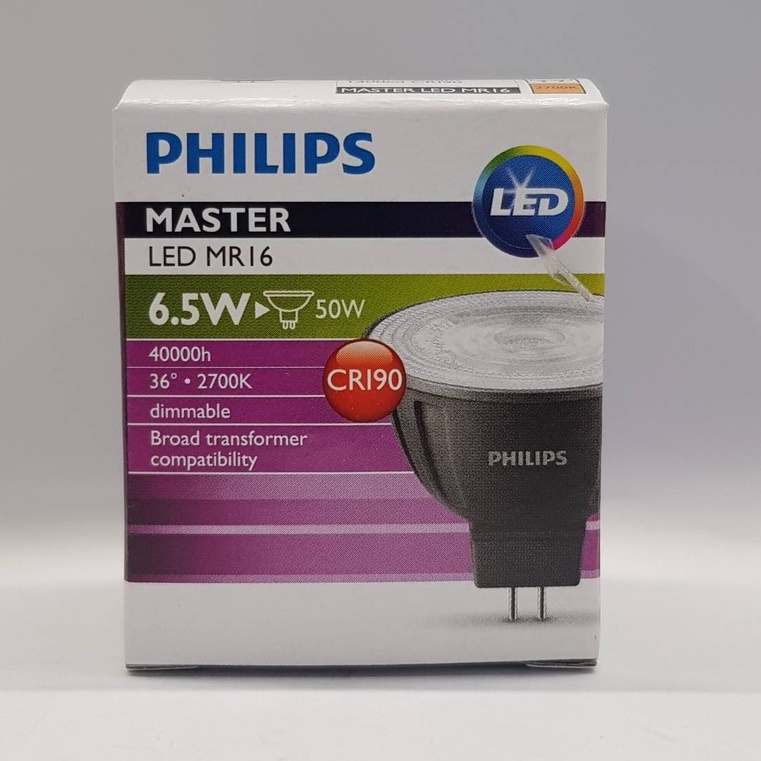 Philips Master LED MR16 6.5W 12V 2700K/3000K/4000K Dimmable | Shopee Thailand
