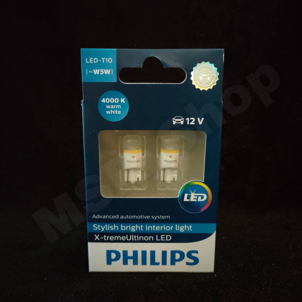 Philips ไฟหรี่ ไฟส่องป้ายทะเบียน ไฟส่องแผนที่ ไฟห้องโดยสาร X-treme Ultinon LED T10 4000K 6000K ...