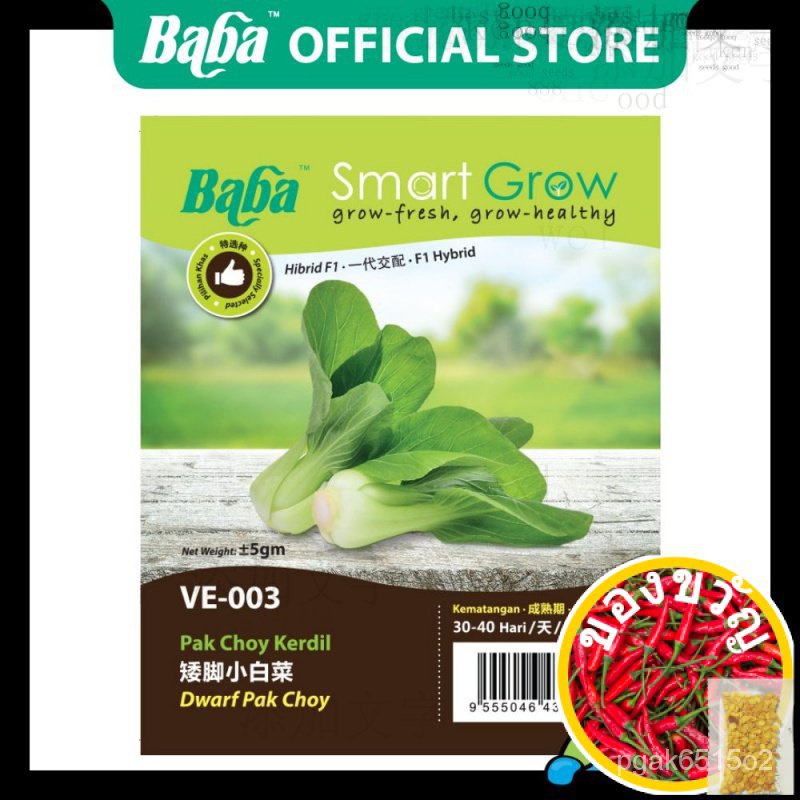 เมล็ด/Baba Official -【Dwarf Pak Choy Seed】(10g) | Smart Grow VE-003 | Vegetables Seeds | Benih ...