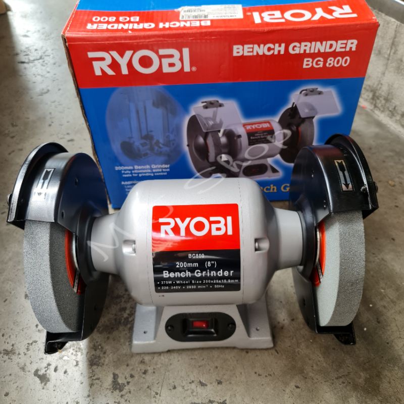 RYOBI รุ่นBG800 มอเตอร์หินไฟ เครื่องเจียตั้งพื้น ขนาด 8" กำลังไฟ 375วัตต์ มาพร้อมหินขนาด8 หนา1 ...