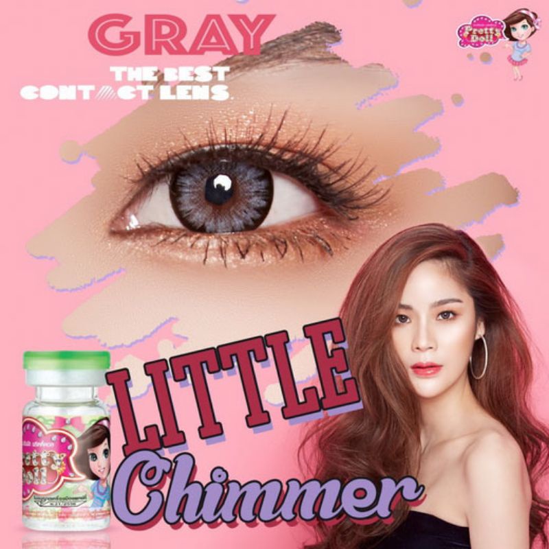 คอนแทคเลนส์ รุ่น Little Chimmer ยี่ห้อ Pretty doll ขนาดมินิ มีสี ดำ เทา ...