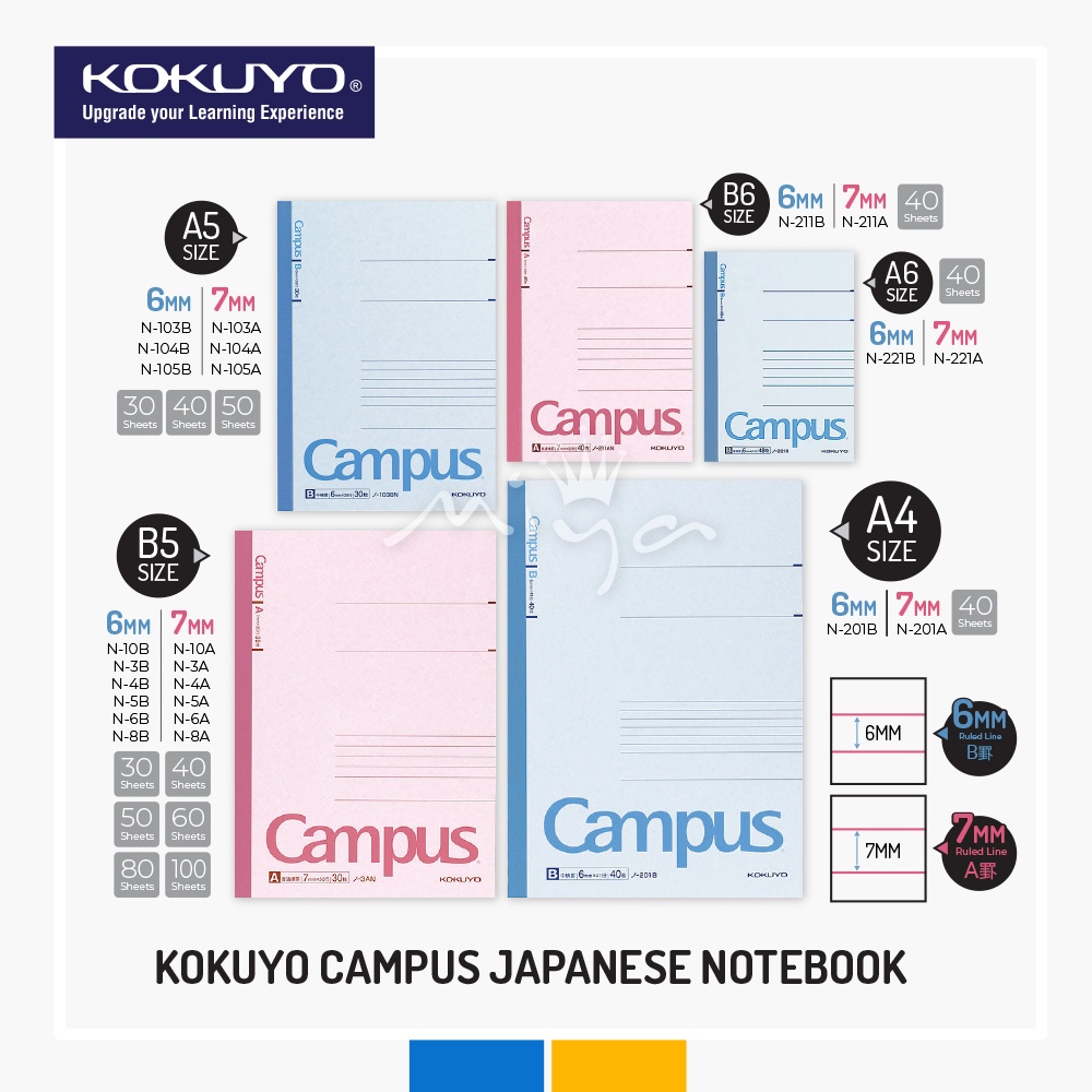 KOKUYO CAMPUS JAPANESE NOTEBOOK - 6MM / 7MM RULE | Shopee Thailand