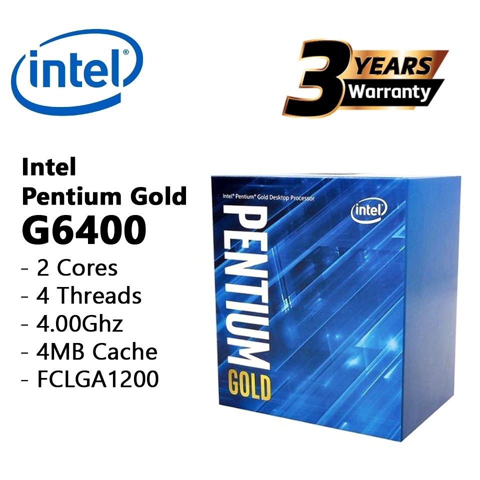 CPU (ซีพียู) 1200 INTEL PENTIUM GOLD G6400 / G6405 4.0GHz Warranty 3 ...
