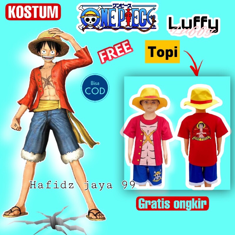 One PIECE LUFFY COSTUM Boys SET Hat/ONE PIECE Character Clothes Kids ...