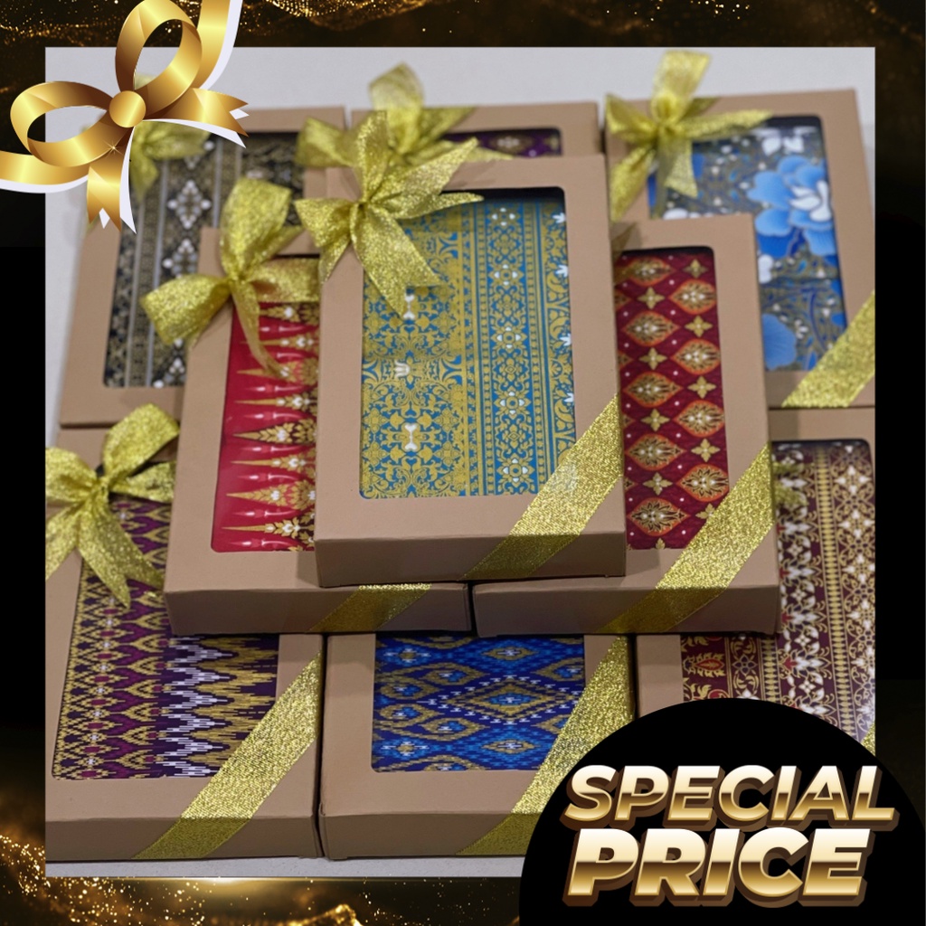 Gift Set บาติกแท้ พิมพ์ทอง ไม่เย็บ ของขวัญ ของรับไหว้ ของชำร่วย ผ้า ...