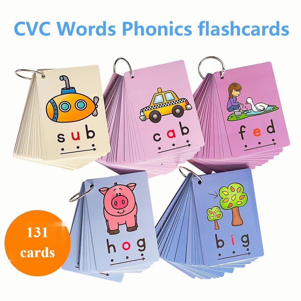 131 Cards Phonics CVC English Sight Words บัตรคำ บัตรภาพสอนภาษา ชุดแฟลช ...