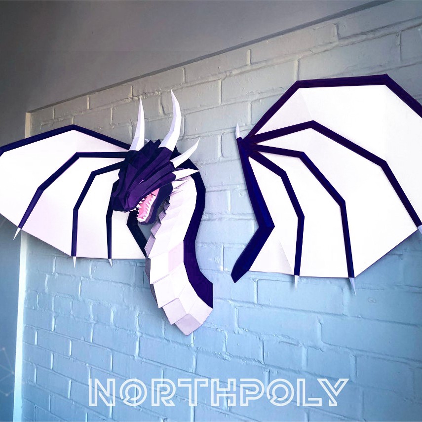 DIY Papercraft Game of Thrones Dragon Head Wall Low Poly PaperModel ...
