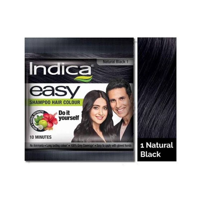 ครีมย้อมผม Indica Easy Mini Hair Color Natural Black, 18ml | Shopee ...