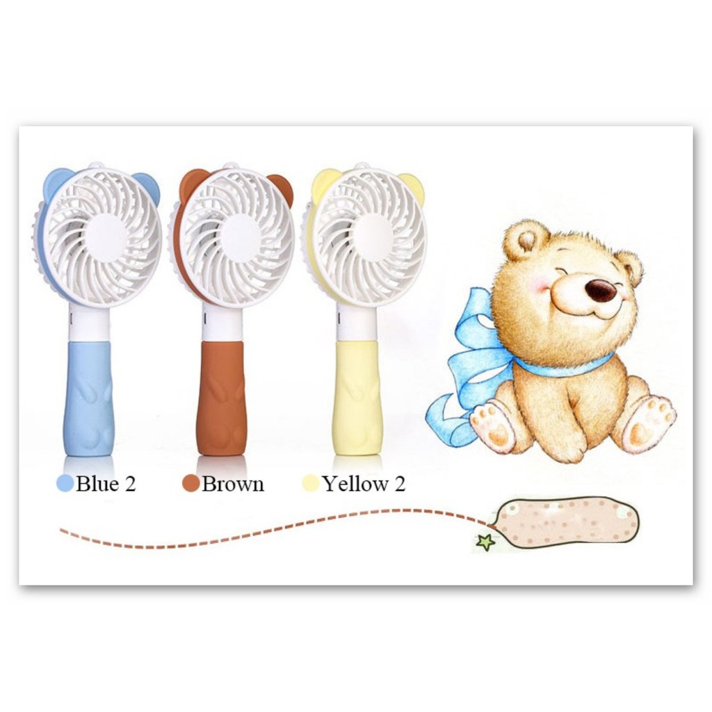 USB Fan 4 Color Bear Cute Mini Small Hand Held Desk Fan Rotatable Mute ...