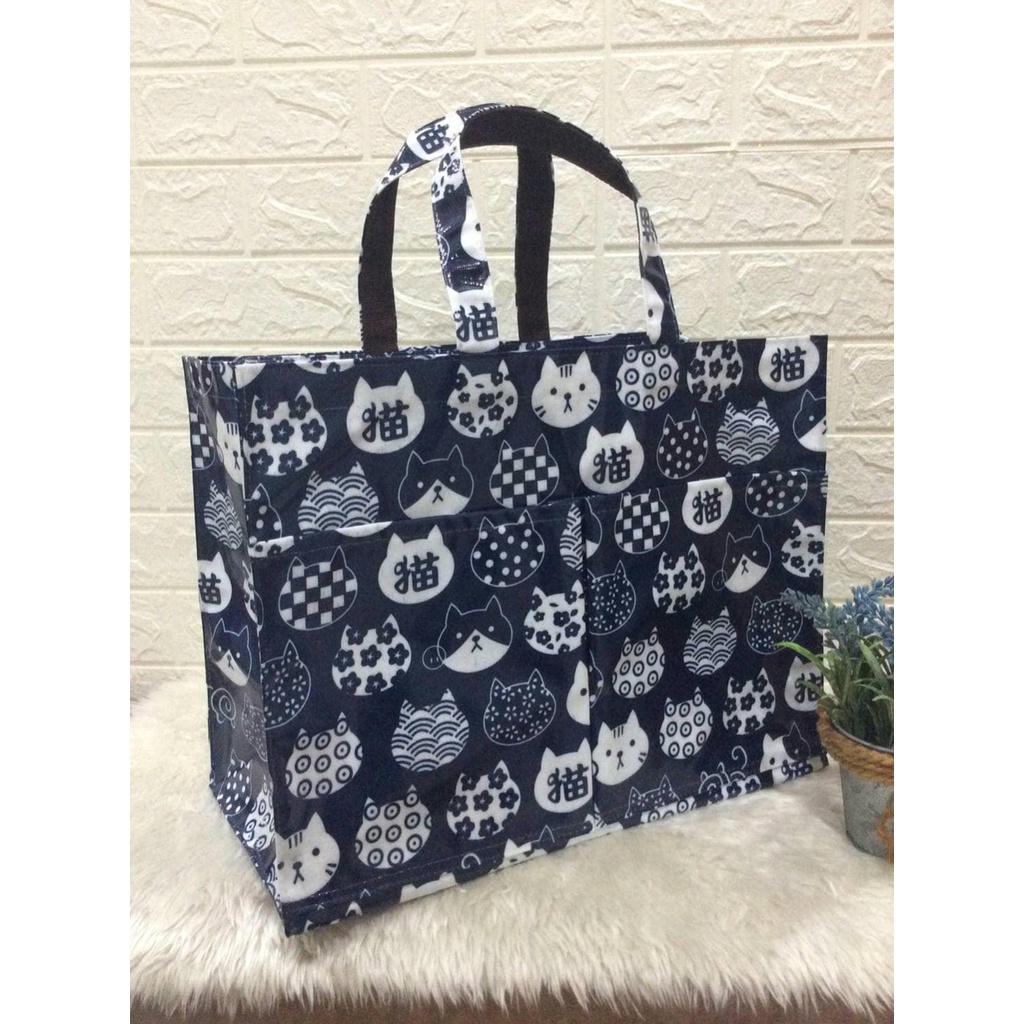 กระเป๋าใส่ของรักษ์โลกทรงเดินทาง แบบพกพา มีกระเป๋าหน้า 2 ช่อง Shopee