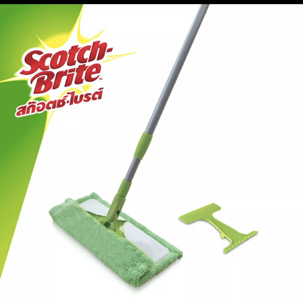 (ไม้+ผ้า+ฐาน+ที่ปาดผง) 3M Scotch-Brite® FLAT MOP MICROFIBER สก๊อตช์ ...