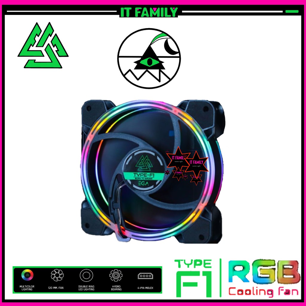 พัดลมเคส EGA TYPE-F1 Case Fan RGB 120mm. พัดลมเคส คอมพิวเตอร์ | Shopee ...