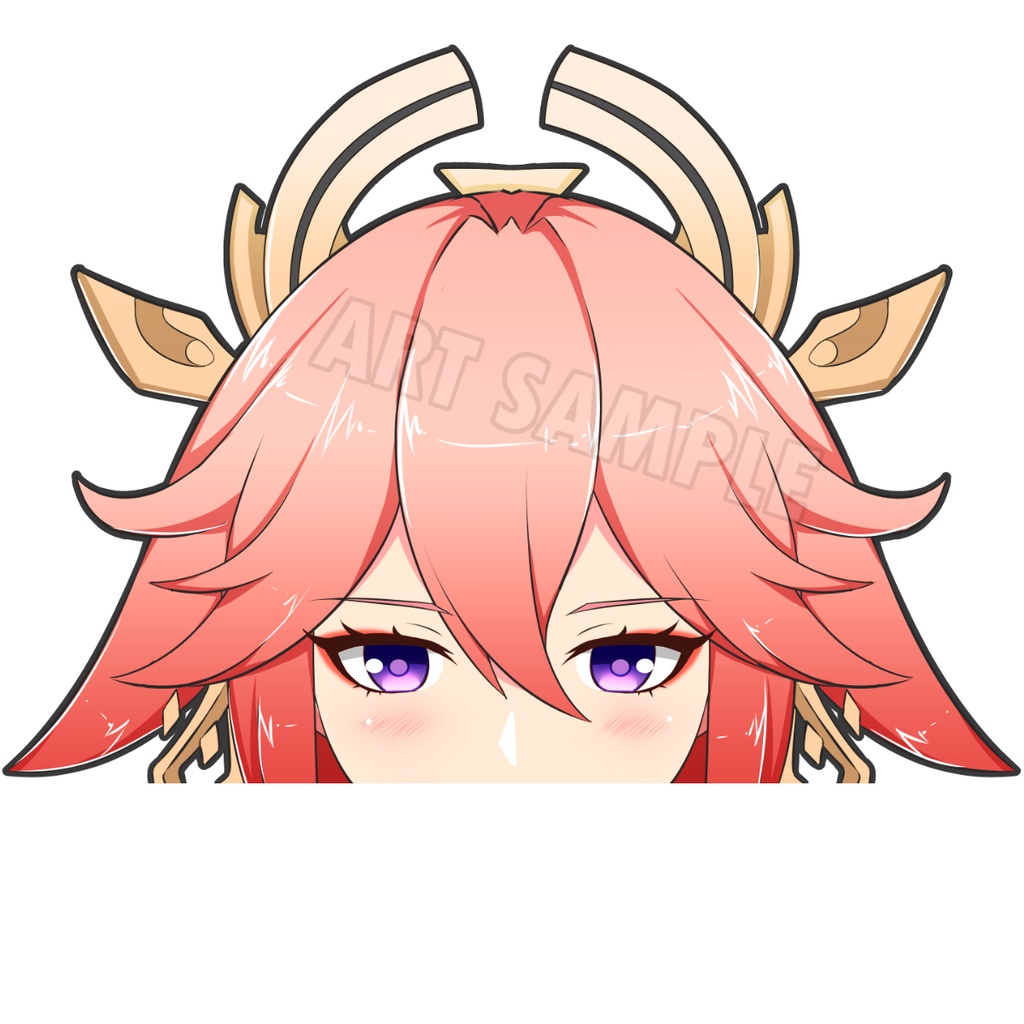 Yae Miko Genshin Impact Sticker เกนชิน สติ๊กเกอร์ 2 ชิ้น ยาเอะ Peeker ...