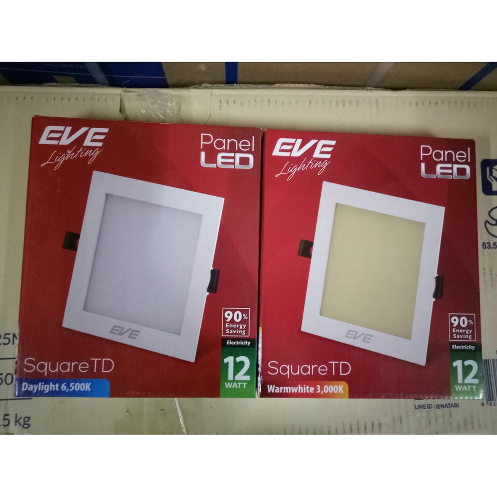 EVE LIGHTING โคมไฟดาวน์ไลท์ LED หน้าเหลี่ยม 12W. WARMWHITE & DAYLIGHTรุ่น PANEL LIGHT 12W ขนาด 5 ...