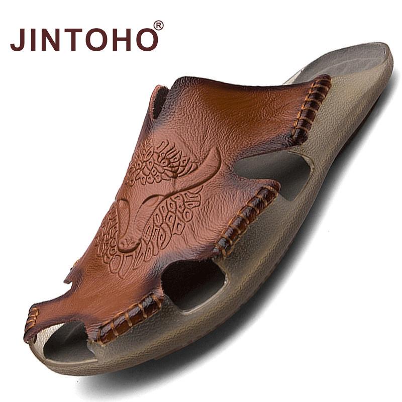 【JINTOHO】รองเท้าแตะ หนังวัวแท้ แบบสวม ระบายอากาศ คลาสสิก พลัสไซซ์ ...