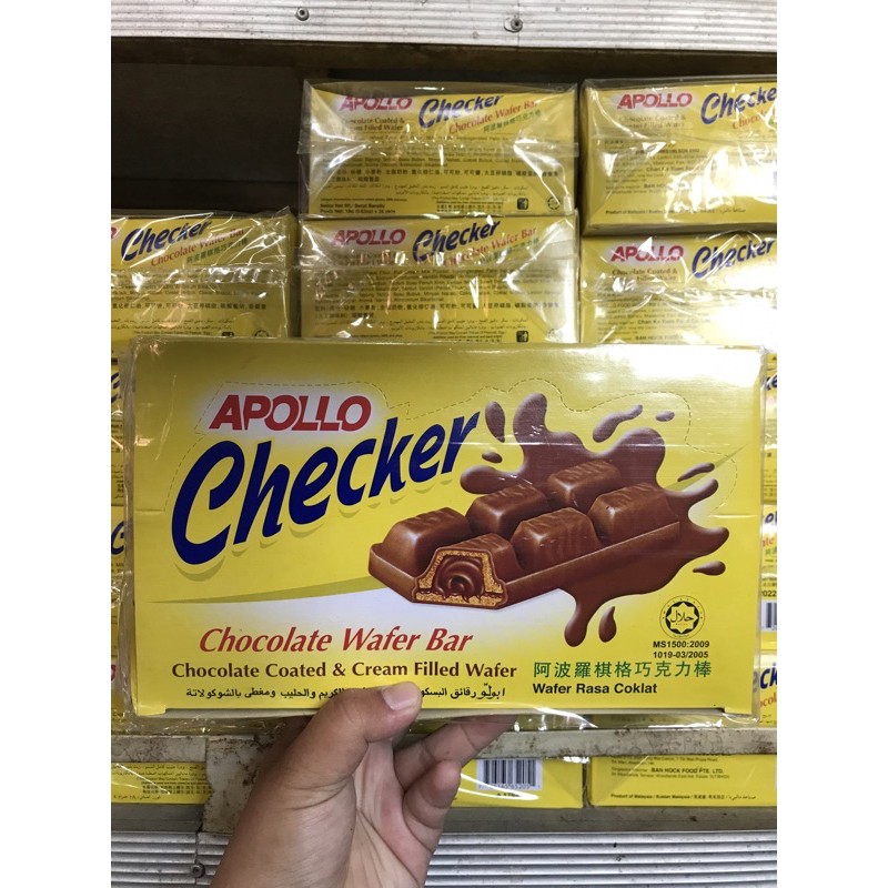 apollo checker เวเฟอร์เคลือบช็อกโกแลต 1 กล่อง บรรจุ 24 ชิ้น | Shopee ...