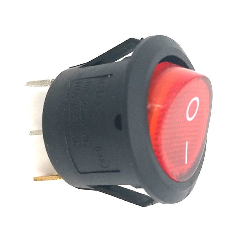 สวิตช์ไฟกลม Rocker Switch 3 pin ON-OFF 6A 250V / 10A 125V 20 มม มีไฟสี ...