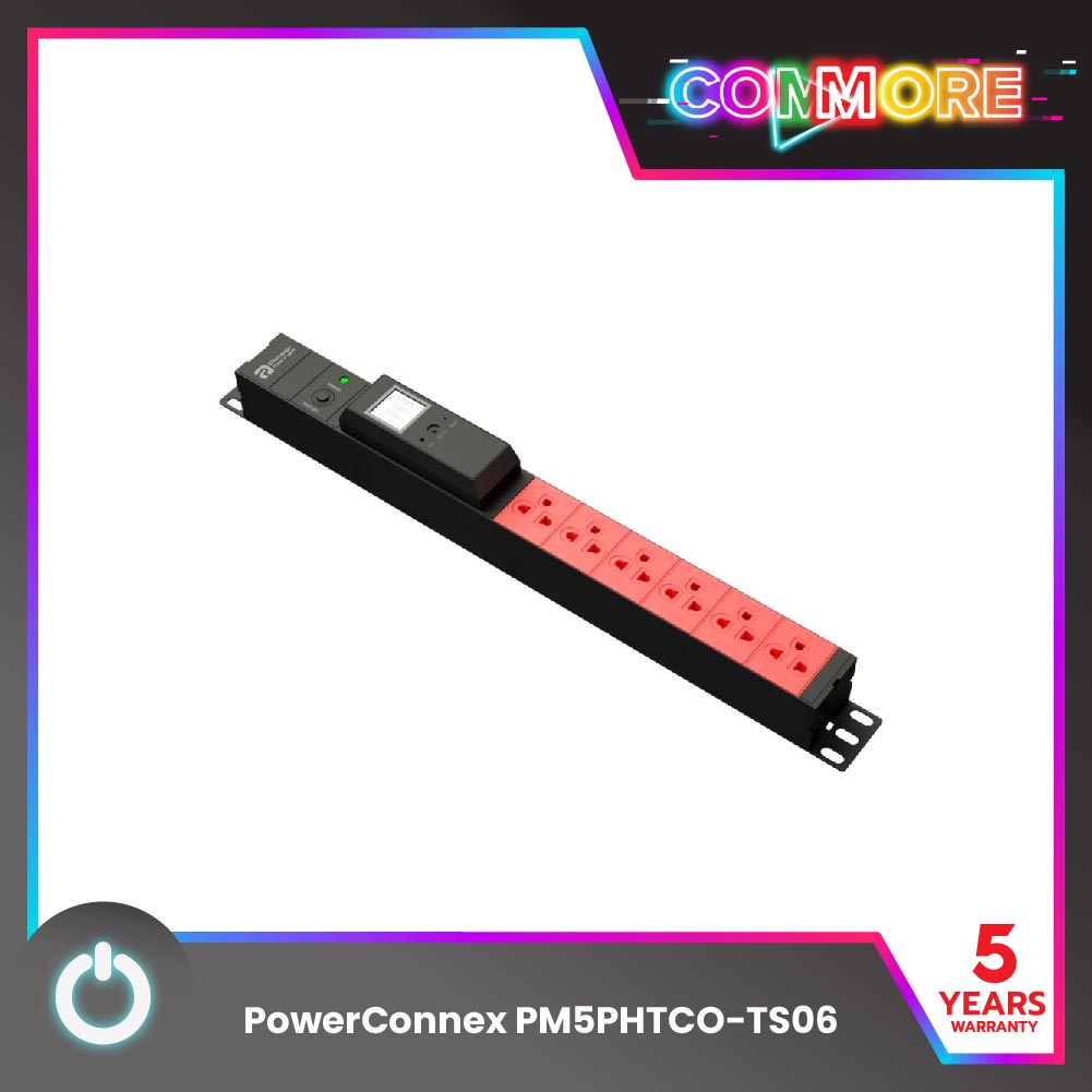 PowerConneX รางปลั๊กไฟ 6 ช่อง (PM5PHTCO-TS06) แบบสวิชต์ + ป้องกันฟ้าผ่า | Shopee Thailand