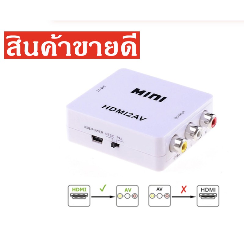 HDMI TO AV Scaler Adapter HD Video COMPOSITE Converter กล่อง HDMI ไปยัง ...