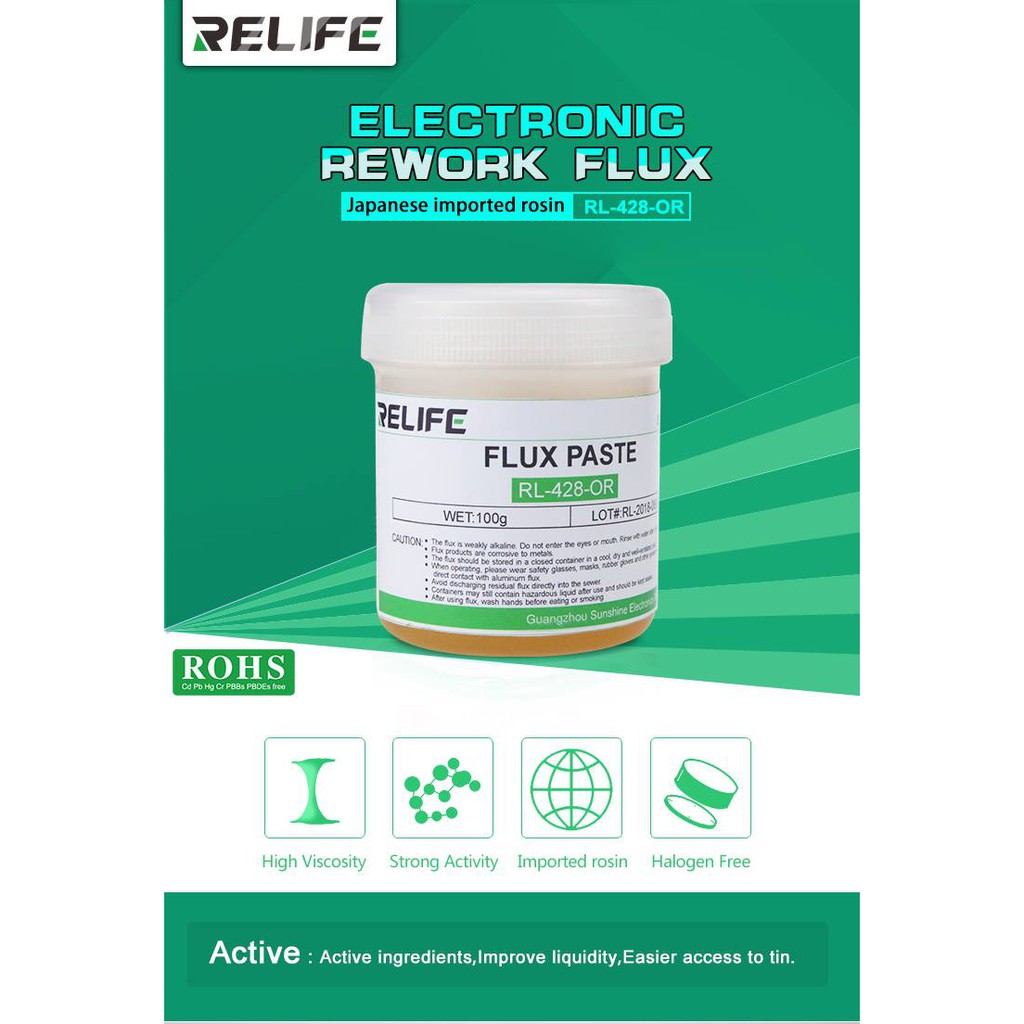 ฟักหลอด RELIFE RL-428-OR ฟลั๊กกระปุก (100g.) ELECTRONIC REWORK FLUX ...