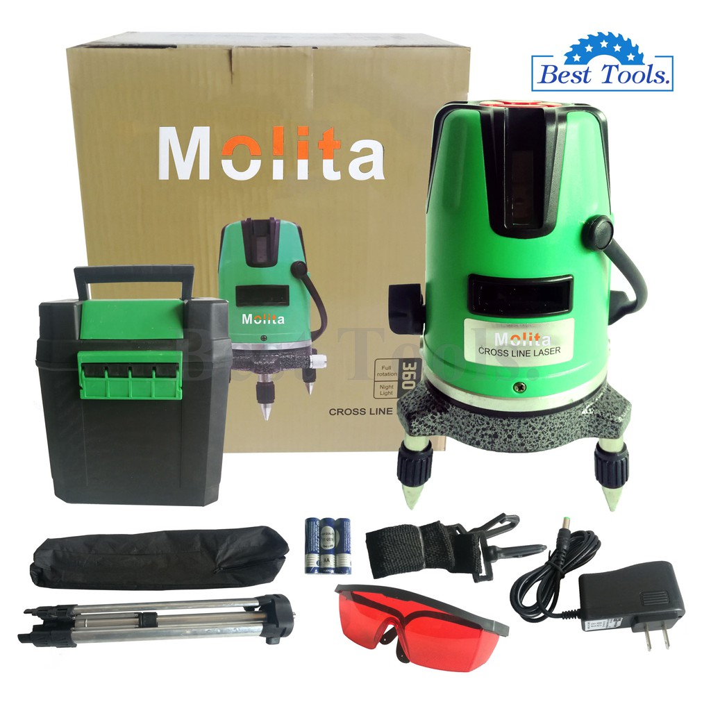 MOLITA เครื่องวัดระดับเลเซอร์ ระดับน้ำเลเซอร์ 5 เส้น 360 องศา พร้อมกล่องเก็บอุปกรณ์ แถมฟรี! ขา ...