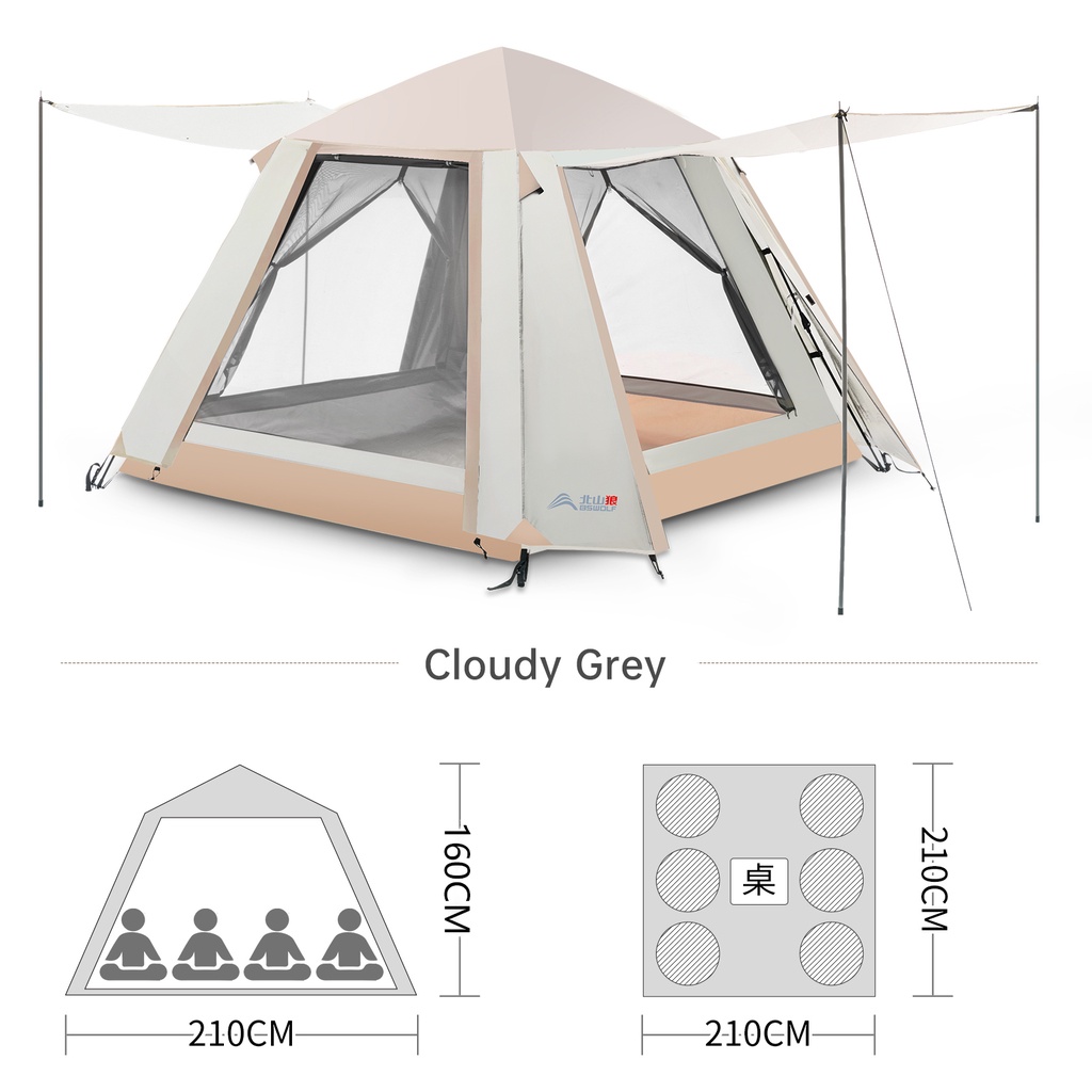 Bswolf เต็นท์กางเต้นท์อัตโนมัติ 3-4 คน กันน้ํา ติดตั้งง่าย ขนาดใหญ่ แบบพกพา สําหรับตั้งแคมป์ ...
