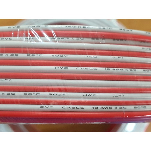 สายไฟ DC PVC CABLE สายคู่ ขาว แดง งานป้าย led สายลำโพง 16AWG 18AWG ...