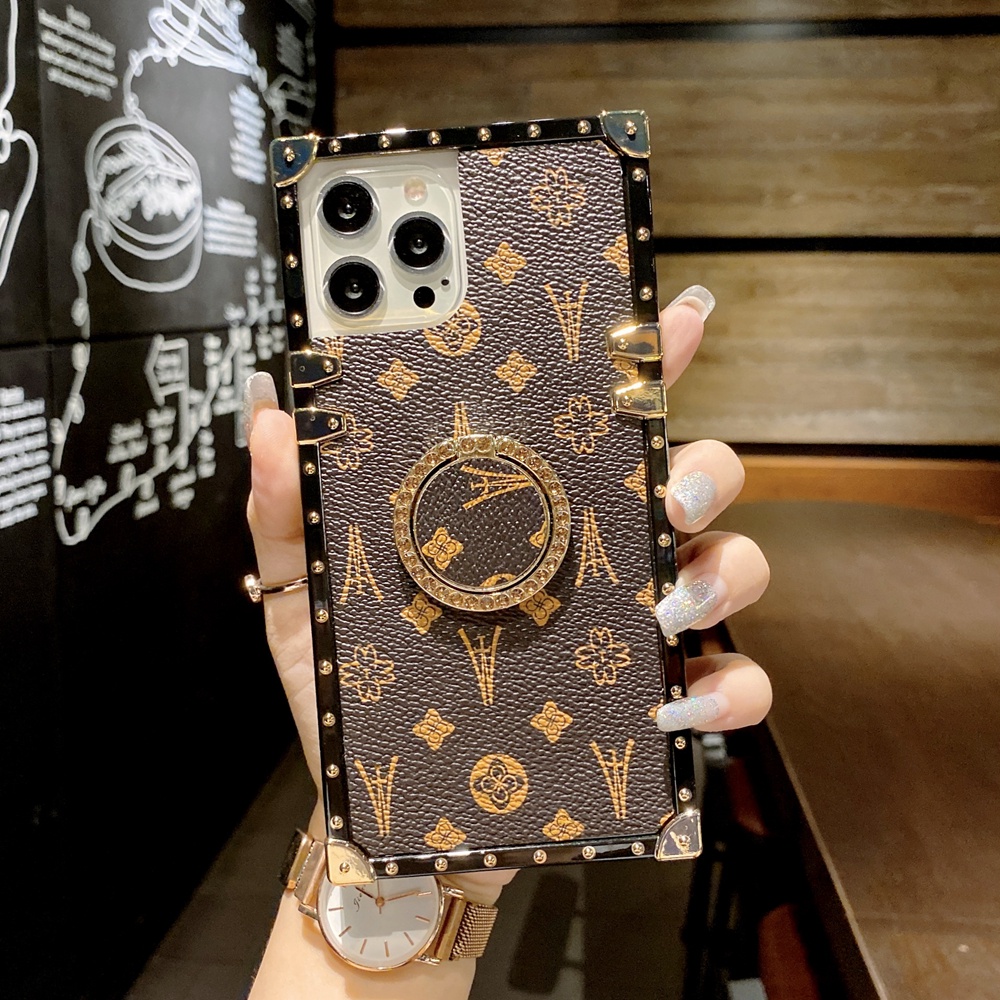 เคสโทรศัพท์มือถือ ทรงสี่เหลี่ยม พร้อมแหวนขาตั้ง หรูหรา สําหรับ Oppo A18