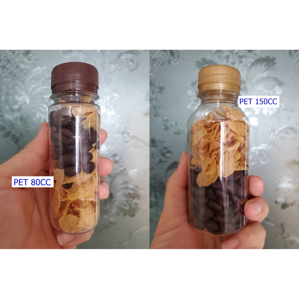 ขวดPET ใส่น้ำผลไม้ 80CC 150CC 150ใบ/แพ็ค แบบหนา สีใส ทรงกลมเรียบ พร้อมฝาเกลียว ขวดพลาสติกPET ขวด ...