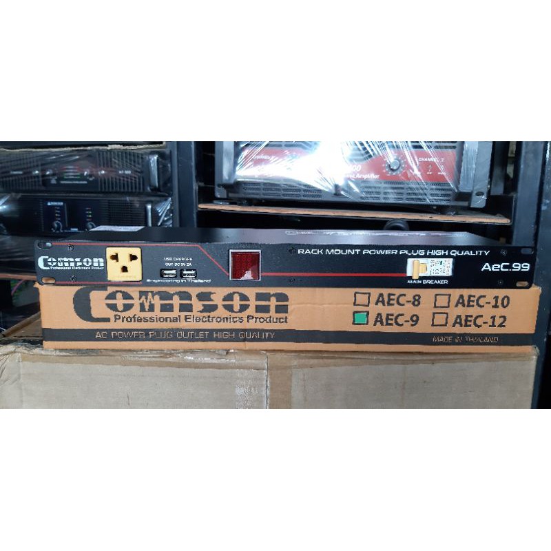 ปลั๊กไฟ COMSON AEC-9ปลั๊กไฟใส่RACK 9ช่อง มีช่องUSB หน้าจอ VกับA ...