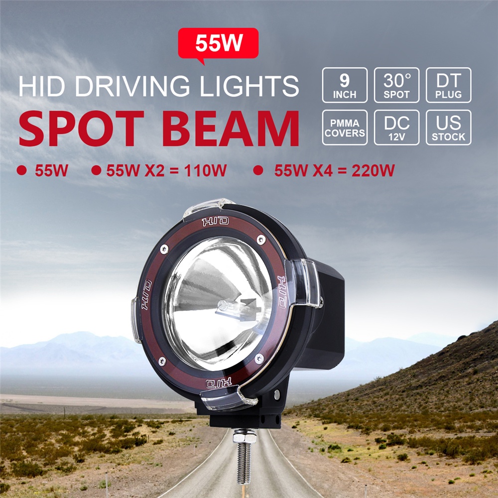 55W 4 Inch HID Xenon Driving Light Off Road Work Fog Lamp Euro Beam ...