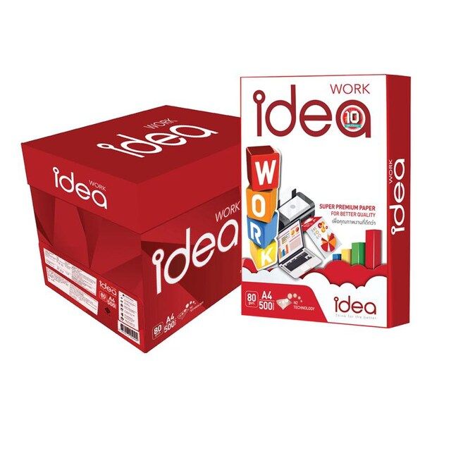 กระดาษถ่ายเอกสาร idea work ขนาด A4 หนา 80 แกรม 5 รีม (2500 แผ่น ...