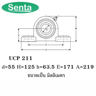 UCP211 ตลับลูกปืนตุ๊กตา BEARING UNITS สำหรับเพลา 55 มม. UCP 211 | Shopee Thailand