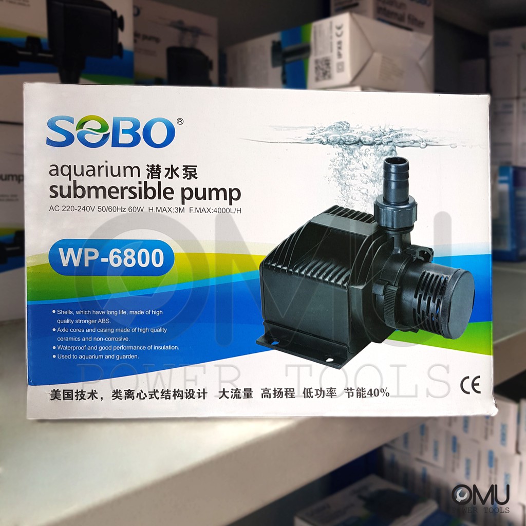 SOBO ปั๊มน้ำ WP-6800 สำหรับ บ่อปลา บ่อกุ้ง บ่อกรอง น้ำพุ ปั๊มแช่ ปั๊มน้ำพุ ปั้มน้ำได้ 4,000 L/H ...