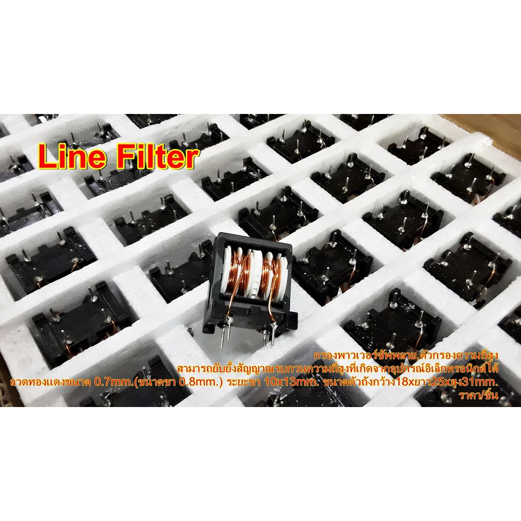 AC Line Filter ไลย์ฟิลเตอร์ ลวดทองแดงขนาด 0.7mm.(ขนาดขา 0.8mm.)ตัวถัง ...