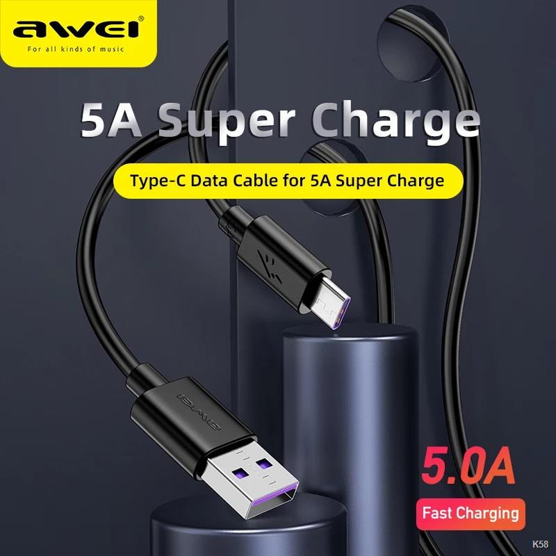 ☬AWEI CL-110T 5A Type-CสายUSBข้อมูล1เมตรชาร์จSuper Fast ChargingสายUsb ...