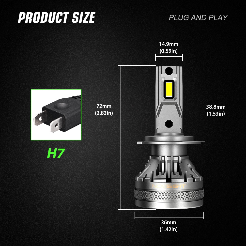 NovSight N37 Led ไฟหน้ารถยนต์ H1 H3 9005 9006 HB3 HB4 H7 H11 120W 22000Lm ไฟตัดหมอกคู่หนึ่งปลั๊ก ...
