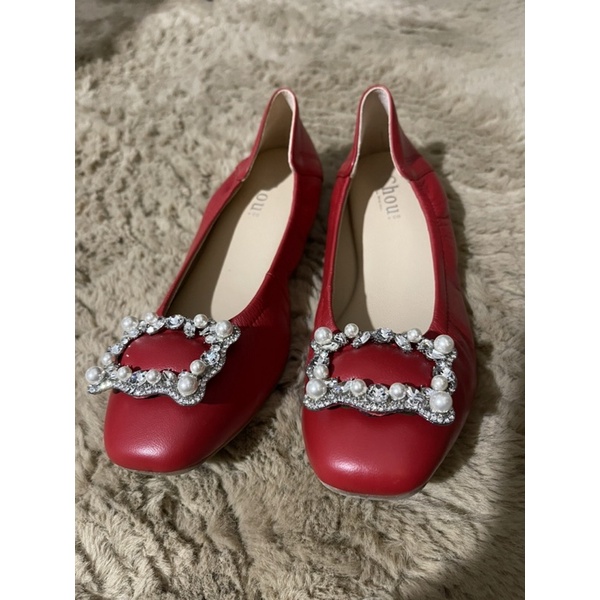 New! never used!! รองเท้าหนังแกะ chou shoes สีแดง | Shopee Thailand