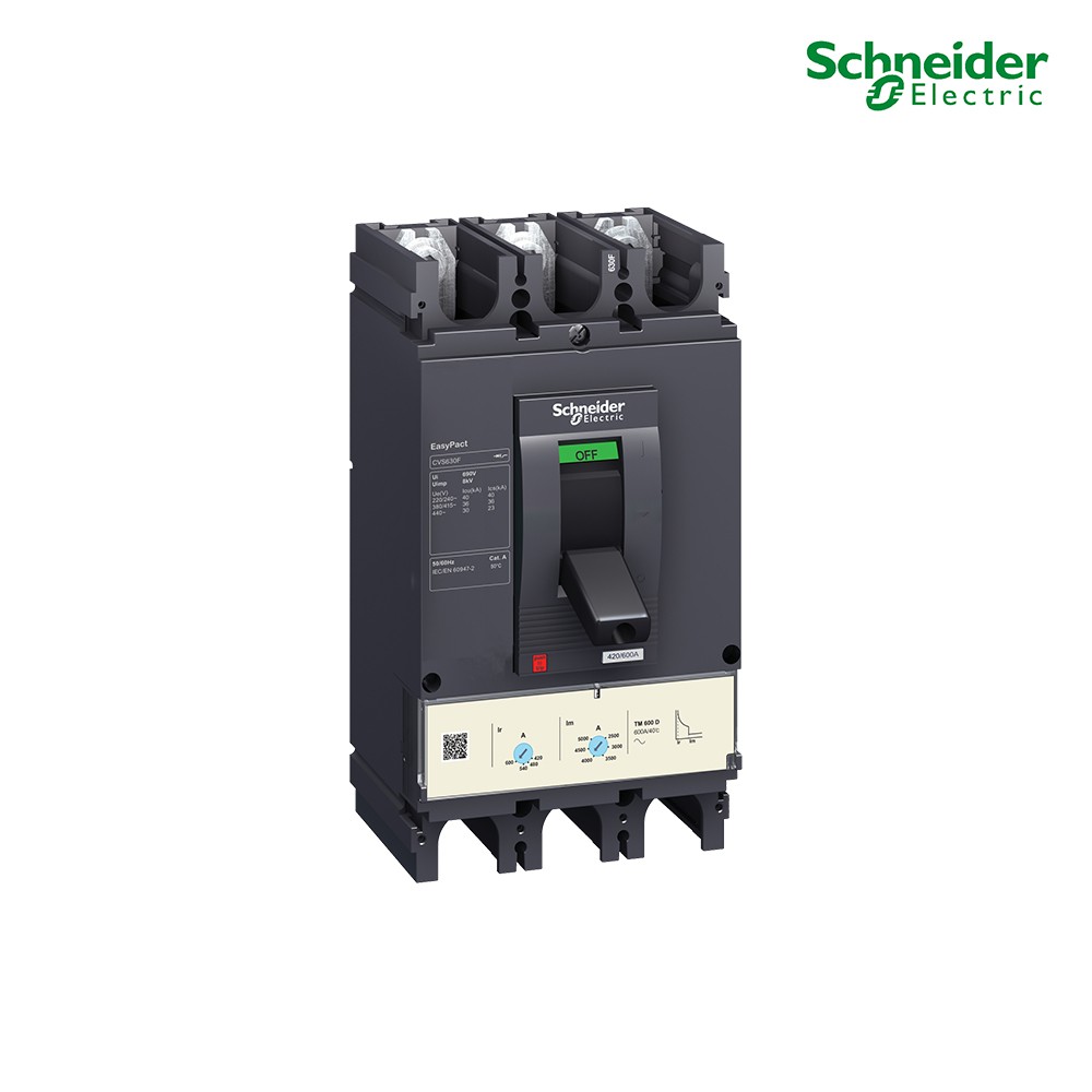 Schneider Circuit breaker CVS630F, 36 kA at 415 VAC, 600 A TM-D trip ...