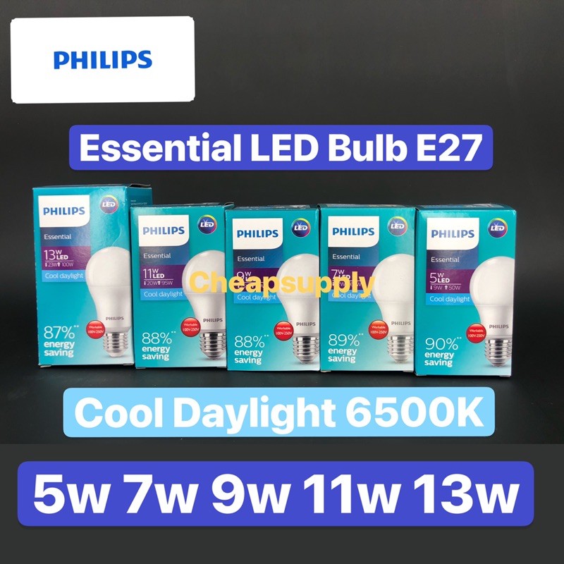 หลอดไฟ LED สําหรับ Philips Essential Bulb Mentol Lampu LED E27 5w 7w 9w 11w 13w 3000K 6500K 12 ...