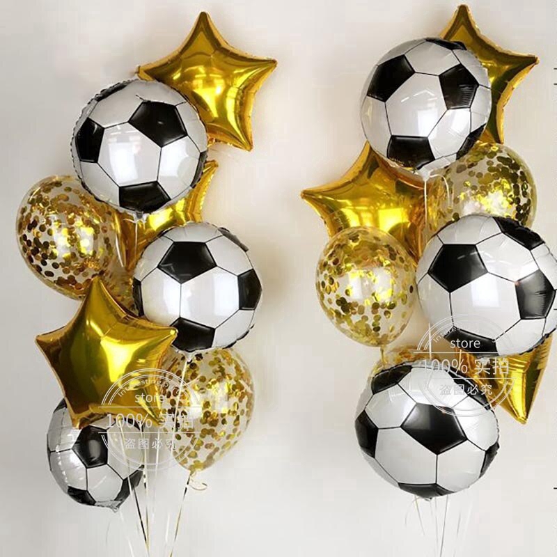 10pcs/lot 18inch Football Star Foil Balloons Gold Confetti Helium ...