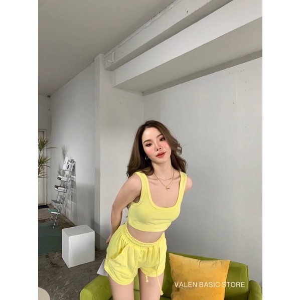 setขาสั้น+เสื้อกล้าม ป้ายValen basic store | Shopee Thailand