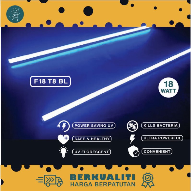 [BERKUALITI] F18 T8 BL- 18W Florescent UV Bulb Tube, Mentol, Tubes ...