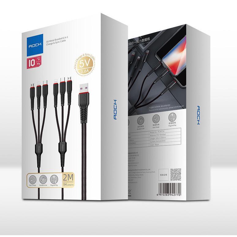 ROCK Series 3-in-1 Charge Data Cable 2m Lightning + Micro USB + Type-C ...