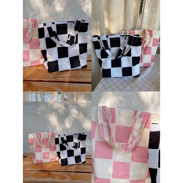 Mini bag Checkers กระเป๋าผ้ามินิ ลายหมากฮอส | Shopee Thailand