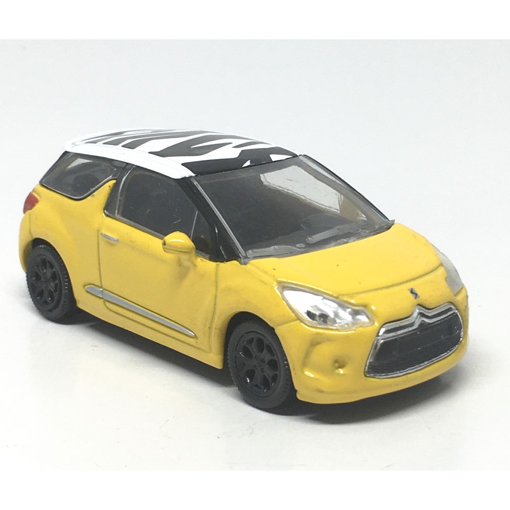 Norev Citroen DS3 สีเหลือง หลังคาม้าลาย โมเดลรถเหล็กสะสม 1/64 (ยาว 7.5 ...