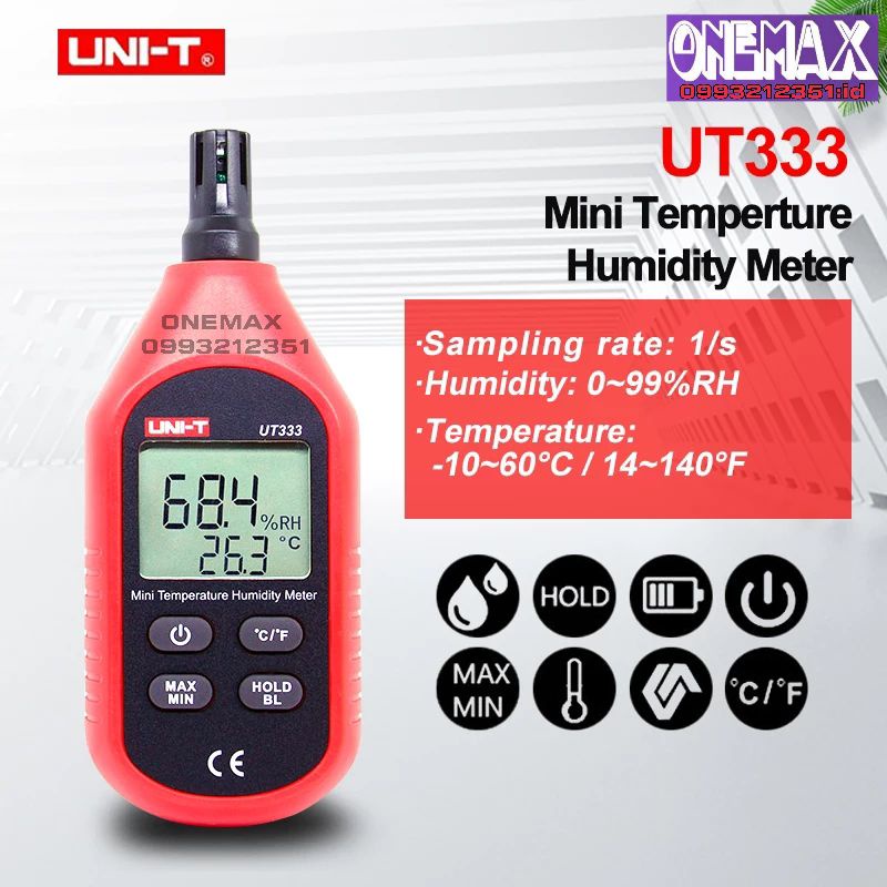UNI-T UT333 เครื่องวัดความชื้น และอุณหภูมิแบบดิจิตอล เครื่องวัดความชื้น ...