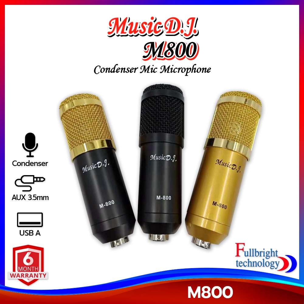 ชุดไมค์คอนเดนเซอร์ Music D.J. รุ่น M800 Condenser Mic Microphone รับ ...
