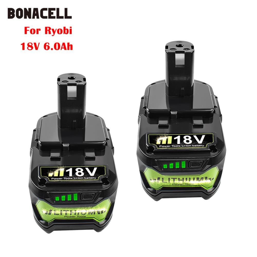 6000mAh 18V Li-Ion แบตเตอรี่สำหรับ Ryobi ONE ไร้สายเครื่องมือ BPL1820 P108 P109 P106 P105 P104 ...